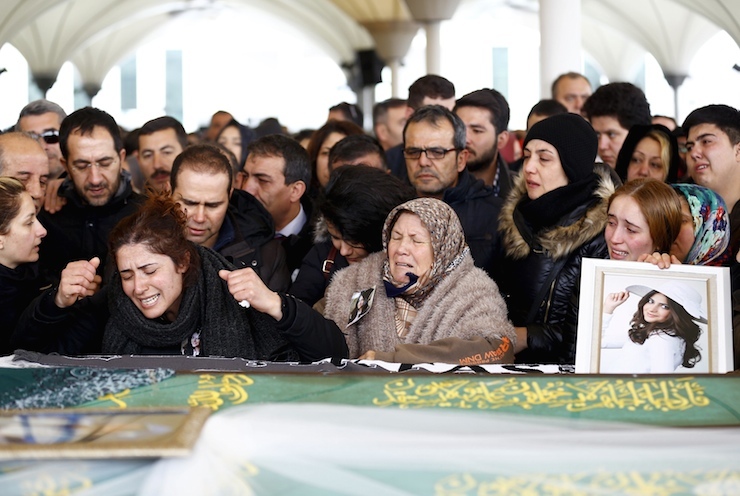 Asiye (L), mother of Destina Peri Parlak, one of the victims of Sunday ...